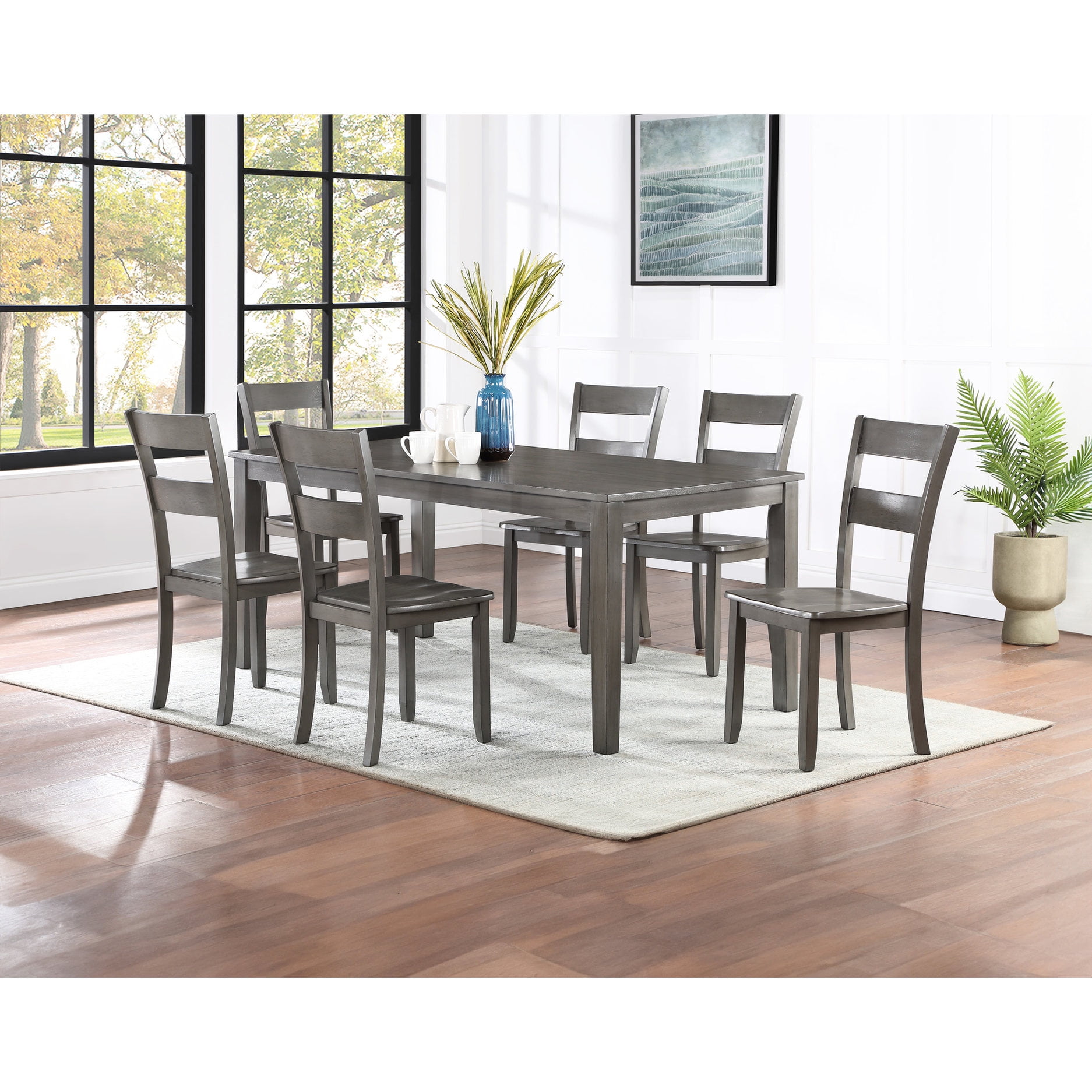 7-Piece Rectangular Table Set | Versatile Use in Dining Areas | Wood ...