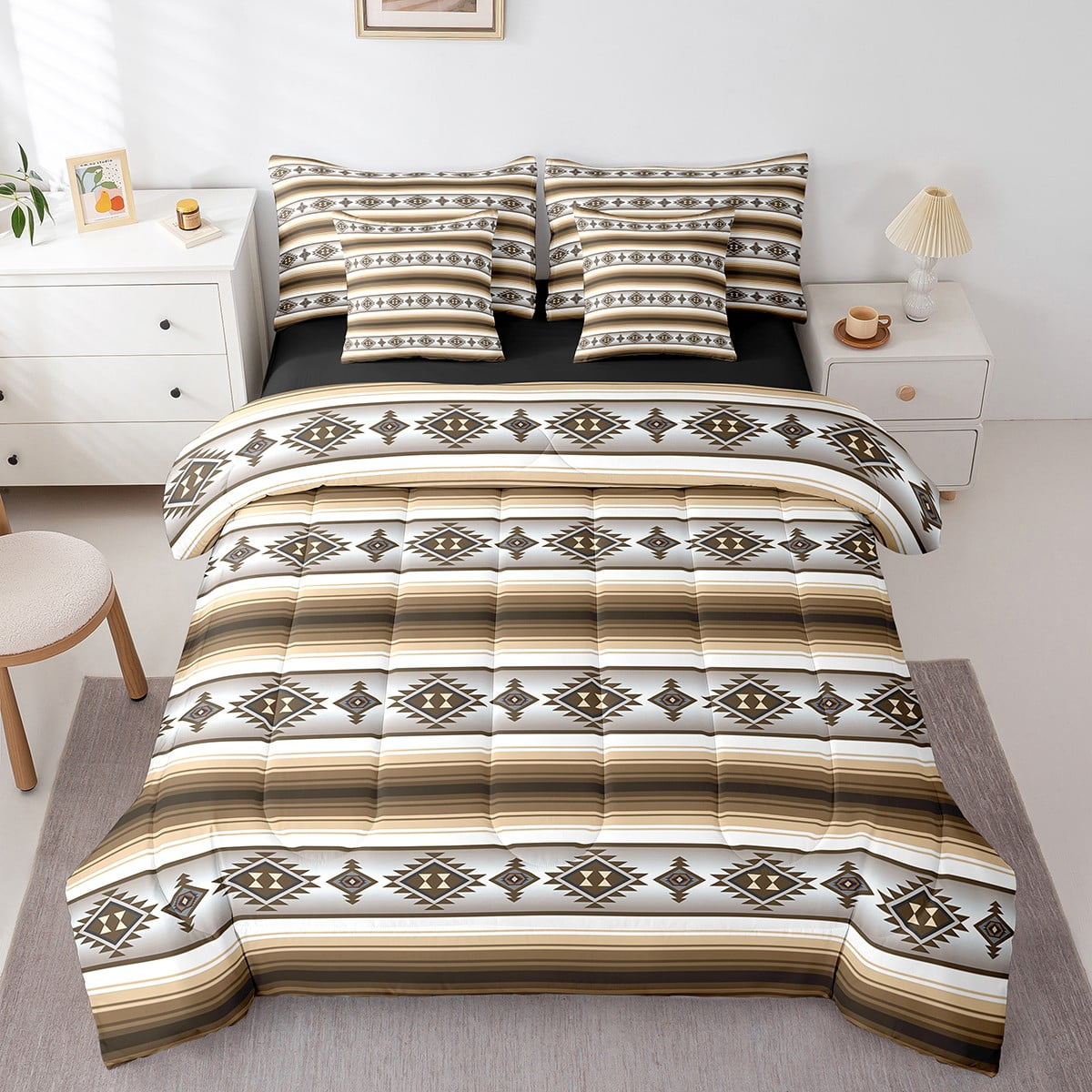 7 Piece Rustic Lodge Cabin Comforter Set King Western Boho Bedding Sets ...