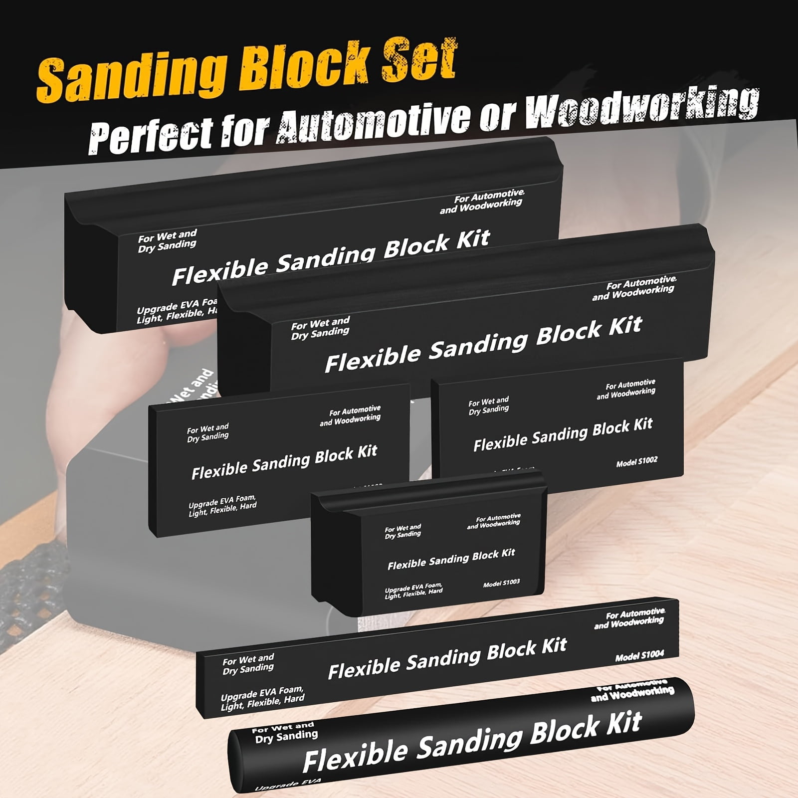 7-Piece Sanding Block Kit, Flexible EVA Foam Wet/Dry Hand Sanding ...