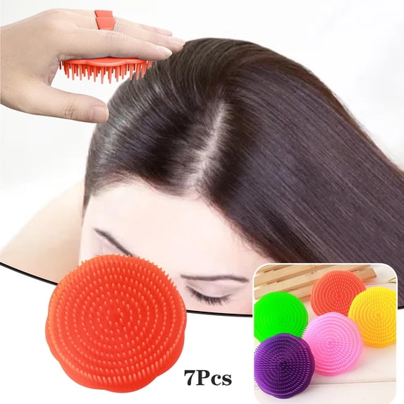 7 Piece Scalp Exfoliator and Massager Brush Set for Dandruff Removal ...