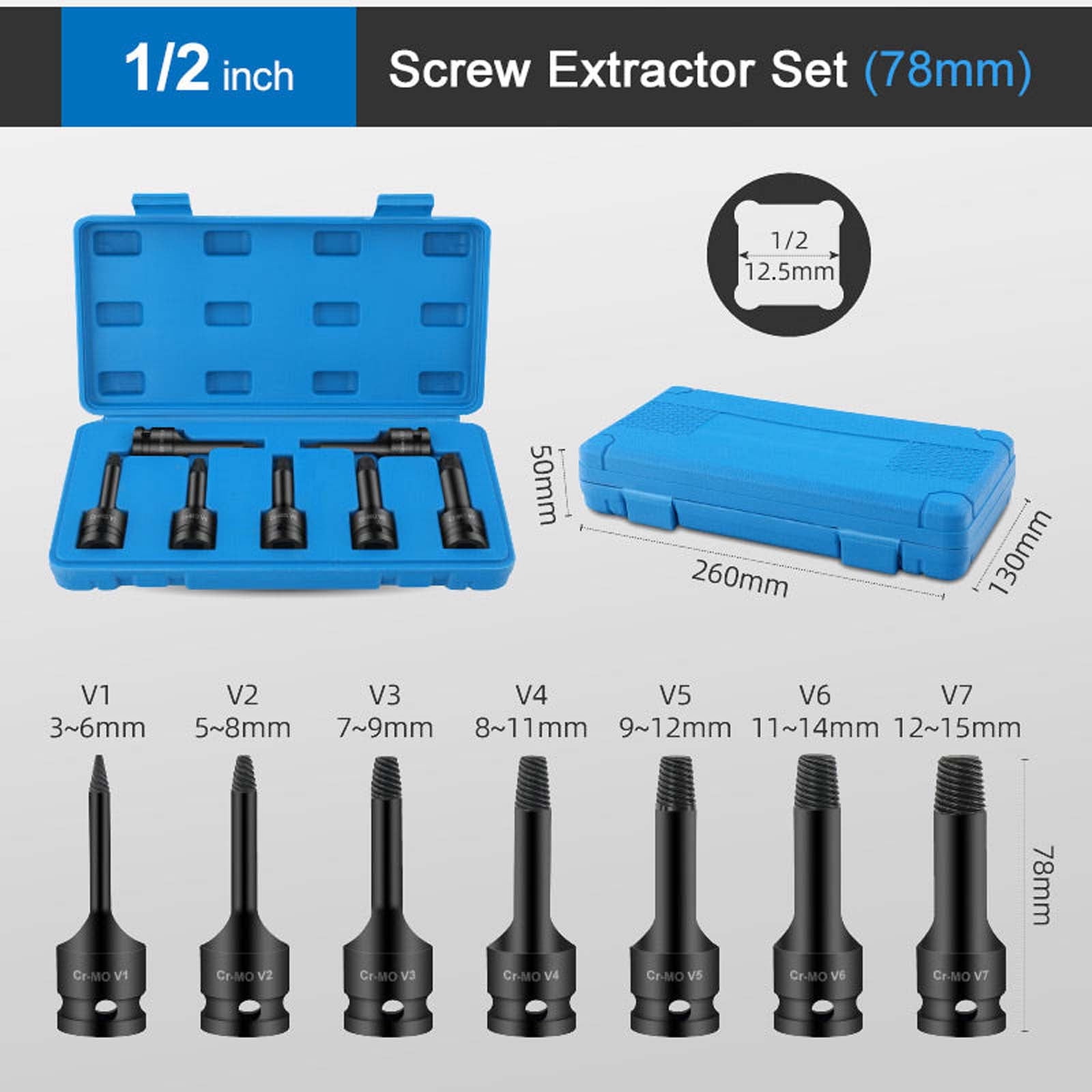 7-Piece Screw Extractor Set for Removing Damaged Screws - Durable ...