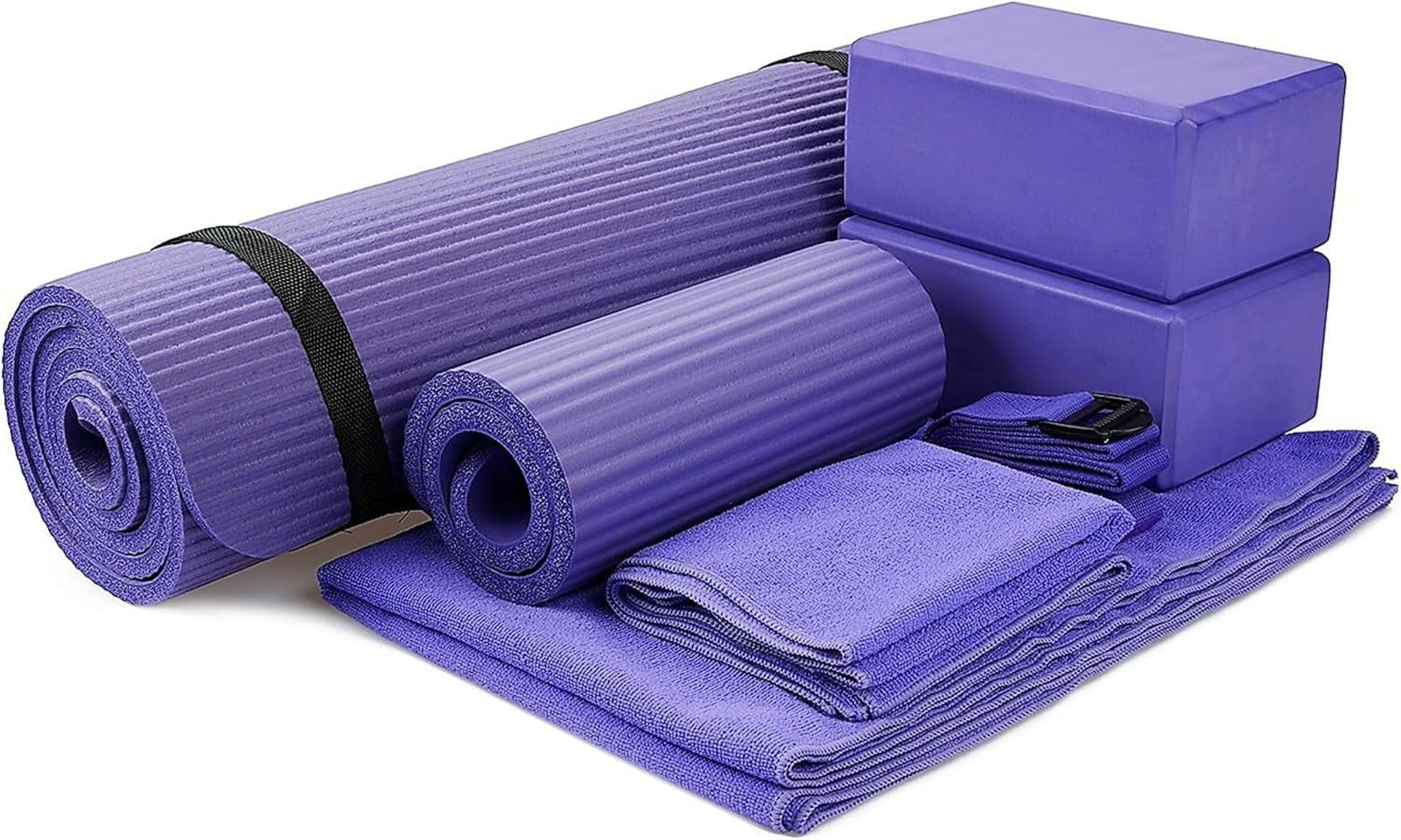 7-Piece Set - Include Yoga Mat with Carrying Strap, 2 Yoga Blocks, Yoga ...