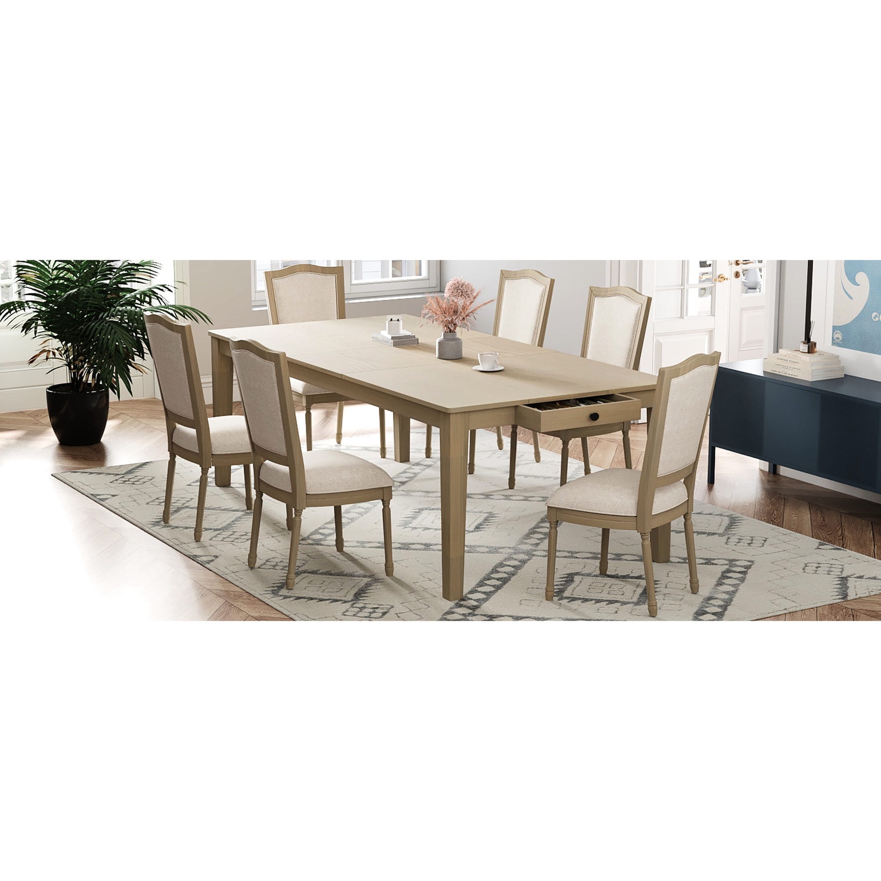 7-Piece Set for Dining | Removable Leaf Table for More Space | Built-in ...