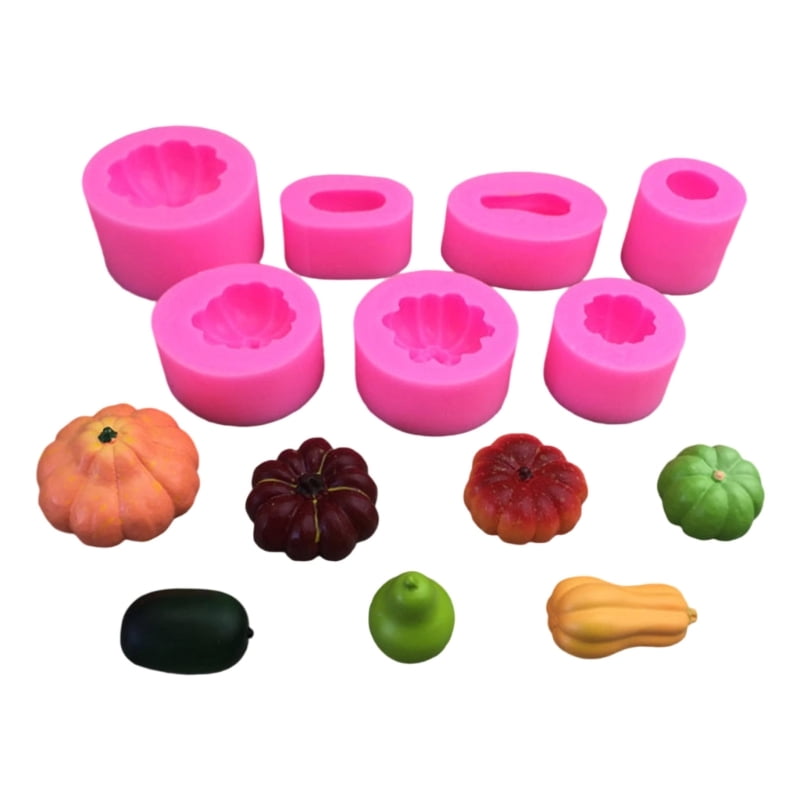 7 Piece Silicone Molds Set For DIY Baking Crafting Pumpkin Melon Gourd ...