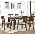 7-Piece Solid Wood Dining Table and Upholstered Chairs Set for 6 People ...