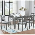 7-Piece Solid Wood Dining Table and Chairs Set, Modern 58.5 Inch Table ...