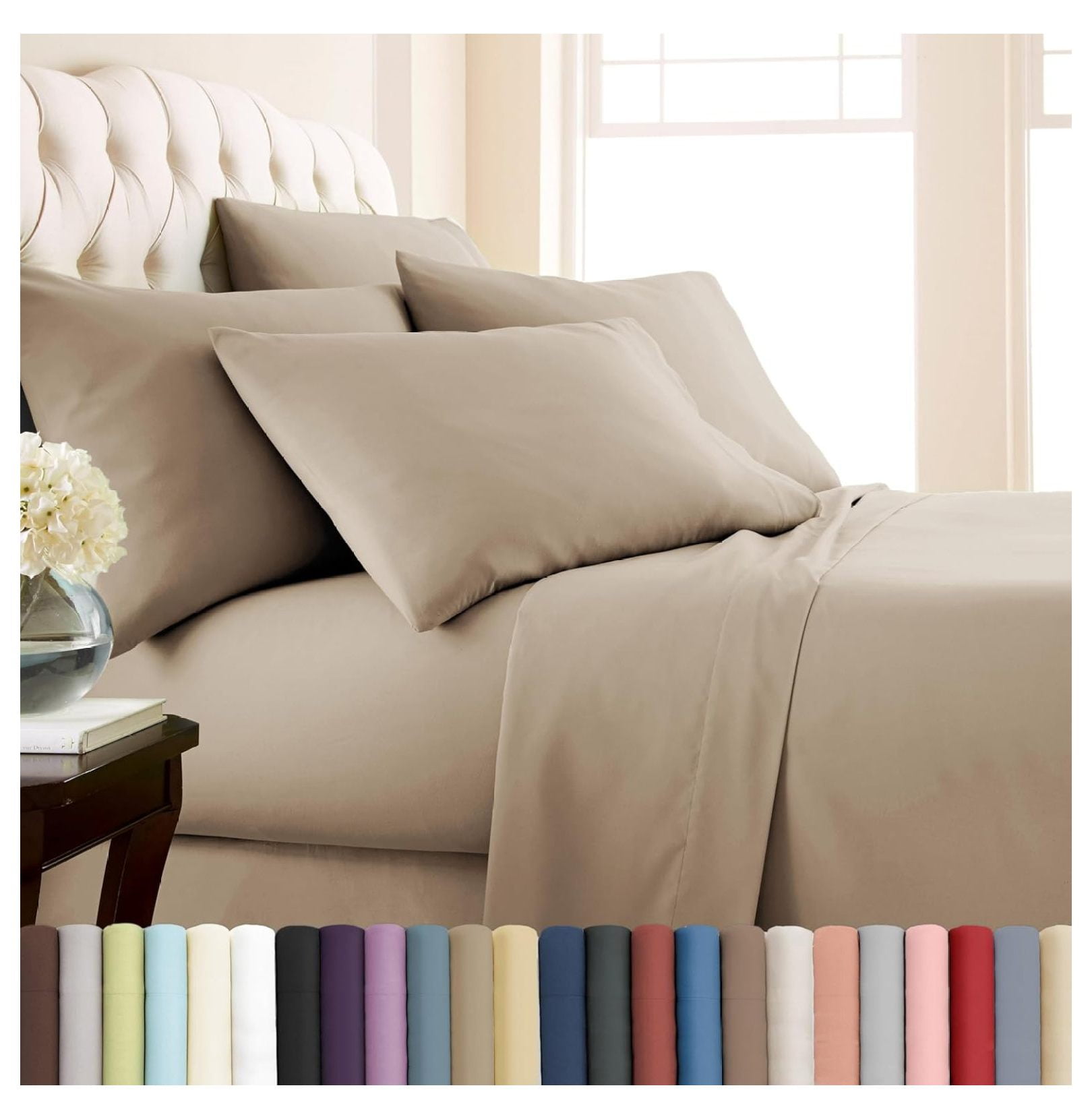 7-Piece Split King Sheets Sets for Adjustable Bed, 21-Inch Deep Pocket ...