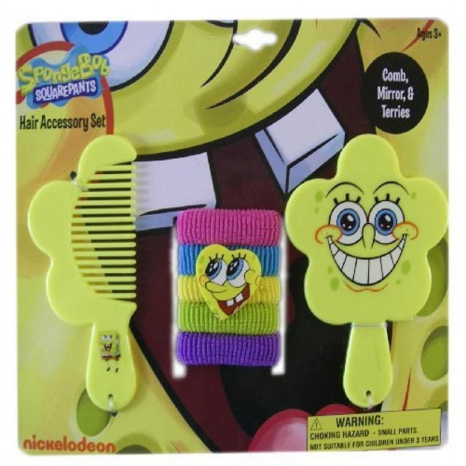 7 Piece Spongebob Hair Accessory Set Comb, Mirror & Terries - Walmart.com