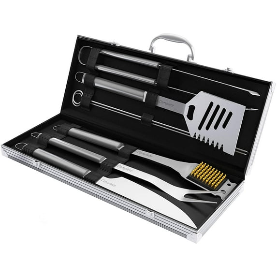 7-Piece Stainless-Steel BBQ Cooking Utensils Set - Barbecue Grill ...