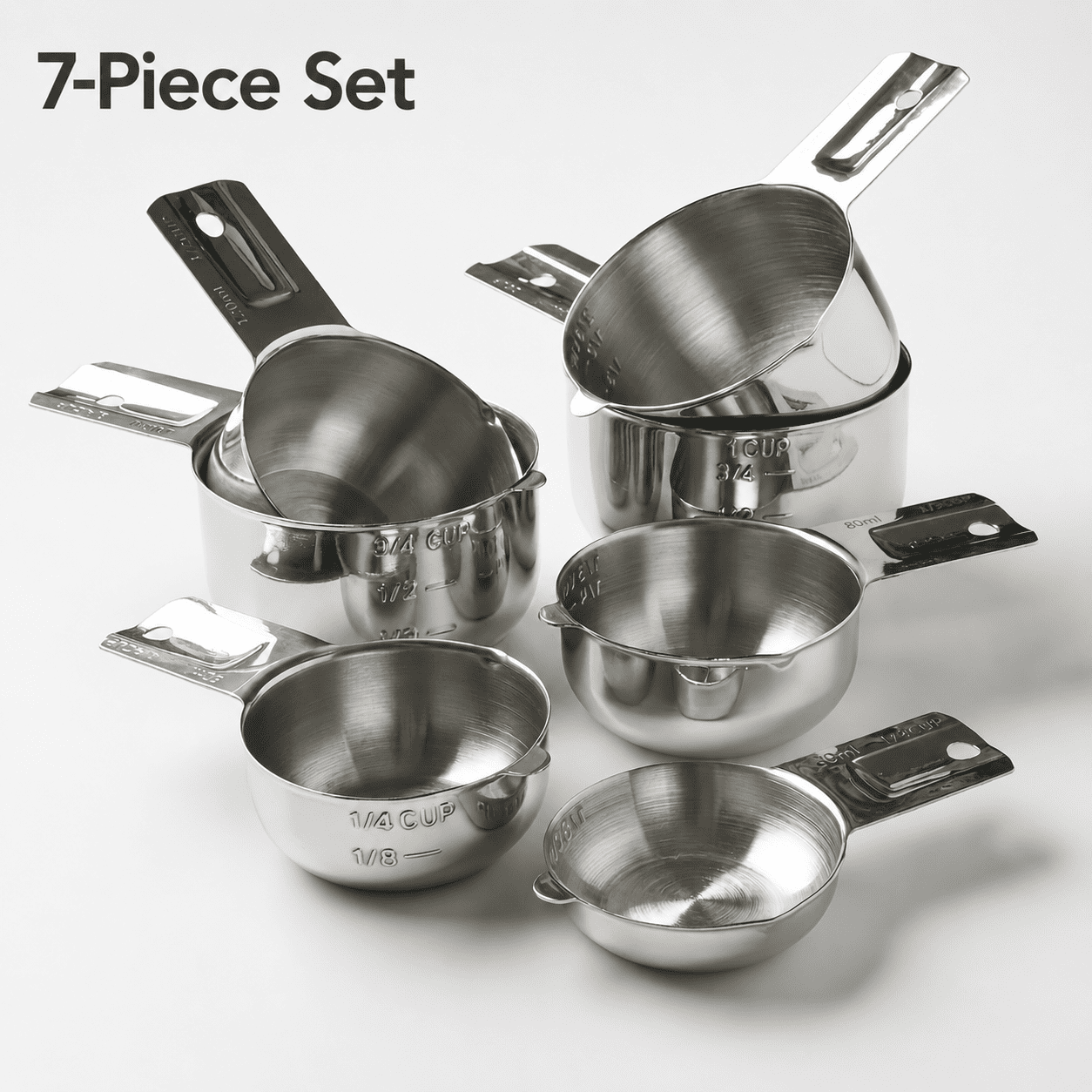 7 Piece Stainless Steel Measuring Cup Set, Nesting Dry and Liquid ...