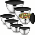 7-Piece Stainless Steel Mixing Bowl Set with Lids — Nesting Sizes (0 ...