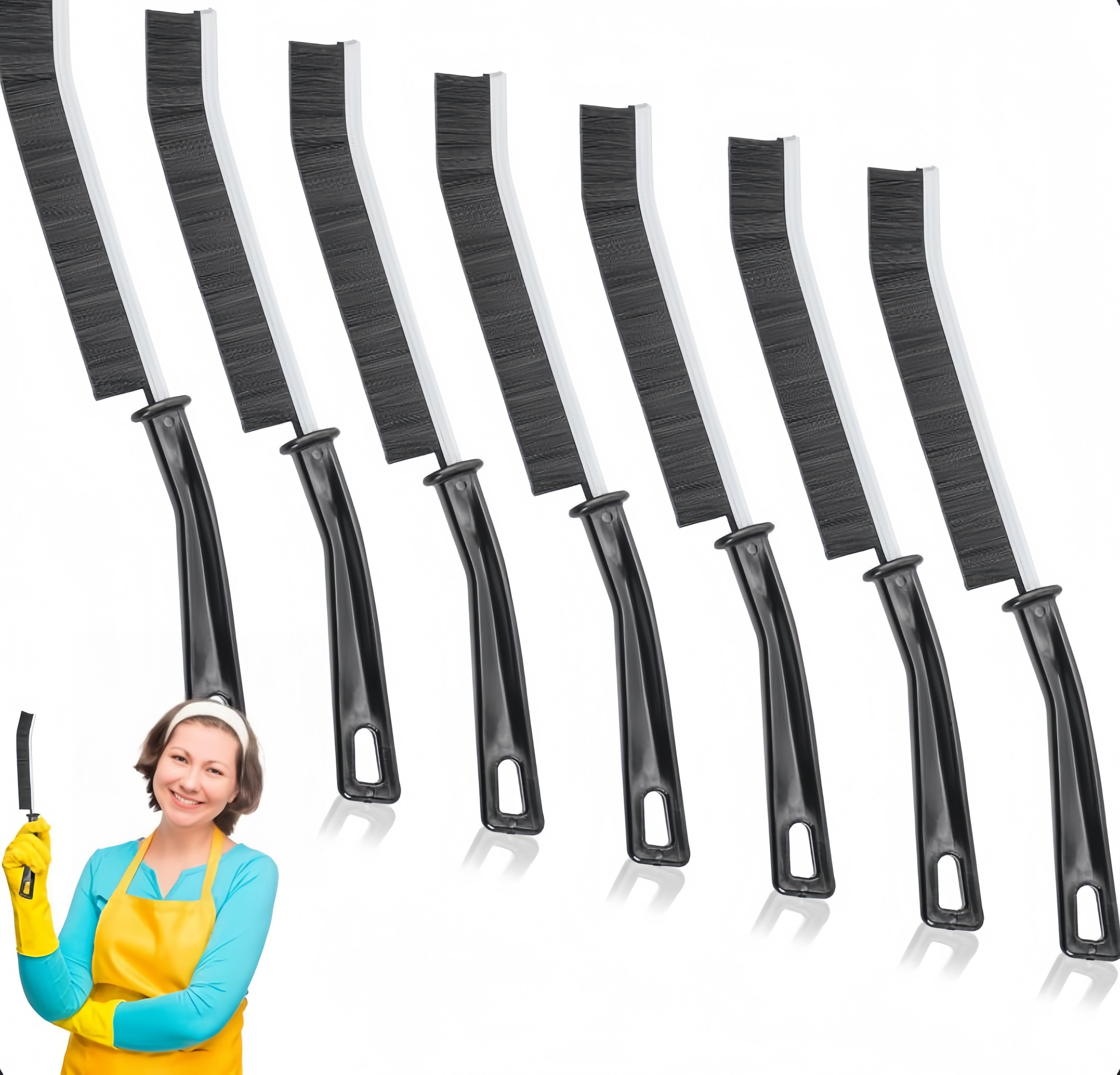 7-Piece Stiff Bristle Crevice Cleaning Brush Set - Multi-Functional ...