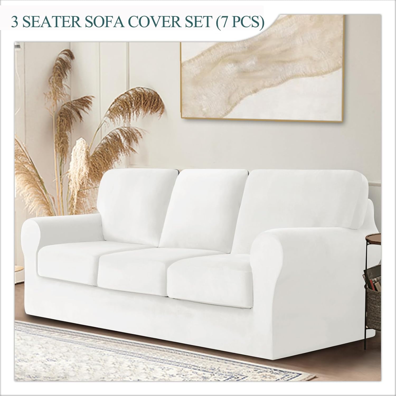 7 Piece Stretch Velvet Ektorp Sofa Covers, for 1 Base Cover, 3 Cushion ...