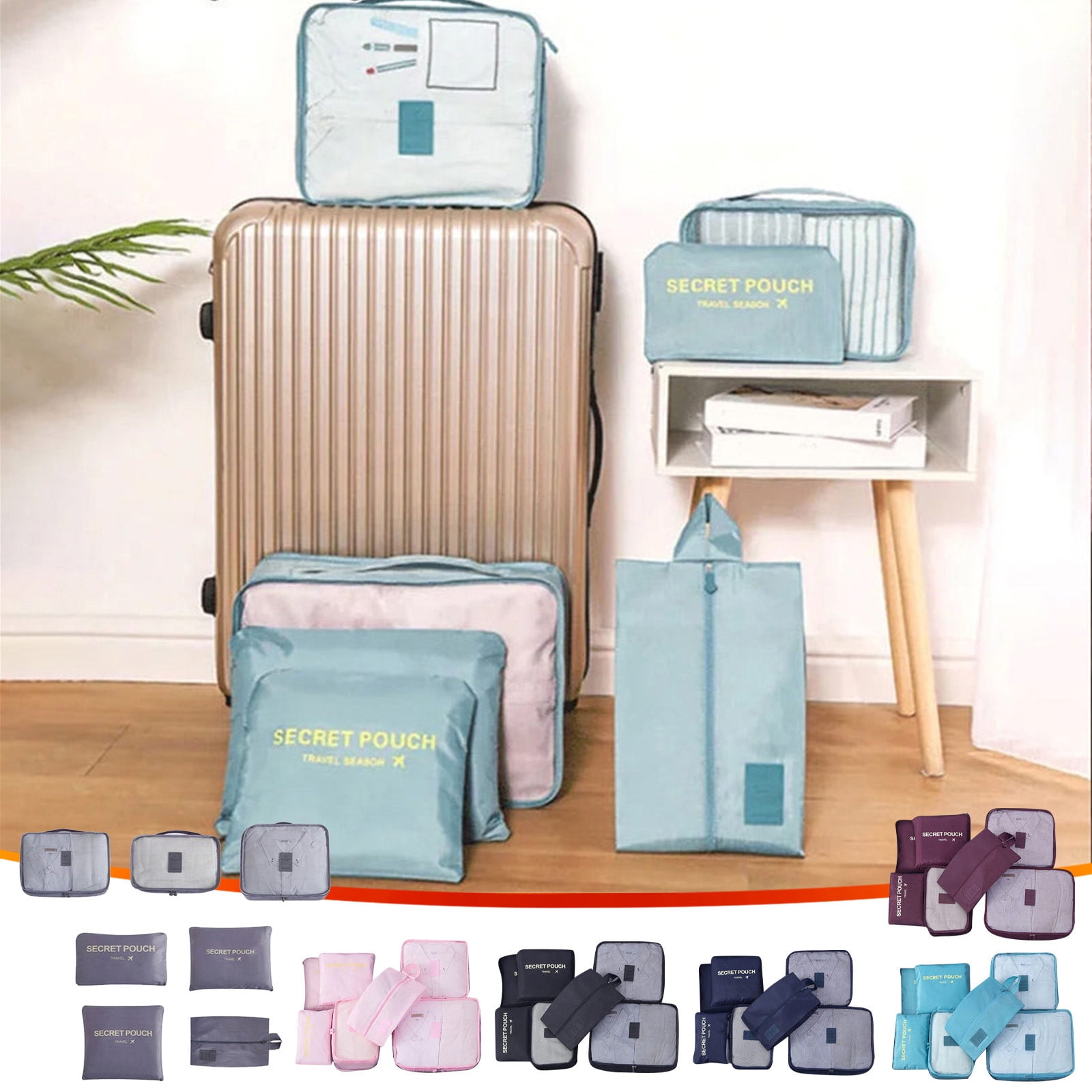 7-Piece Travel Packing Cubes Set with Shoe Bag and Toiletry Organizer ...
