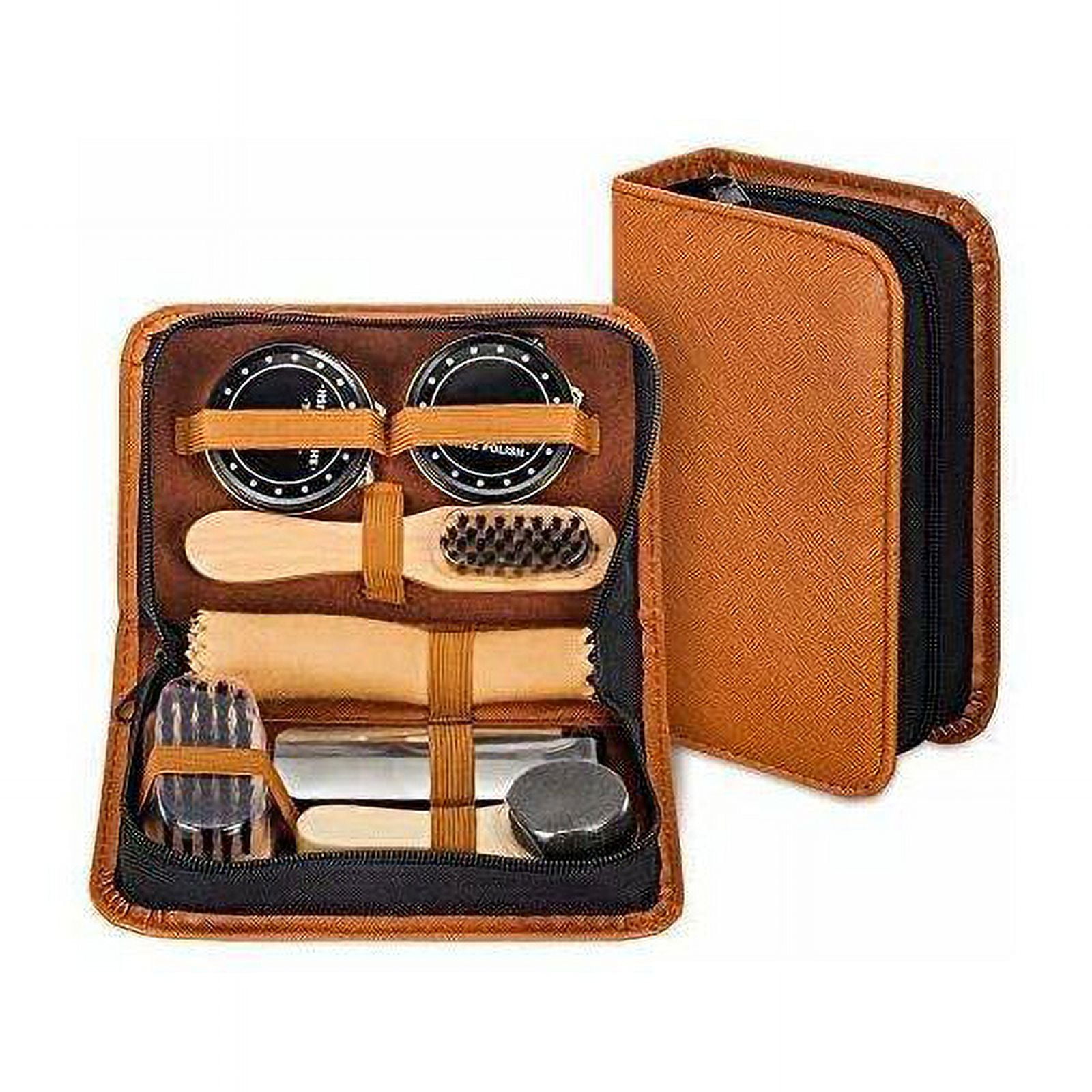 7 Piece Travel Shoe Shine Set, Shoe Shine Kit with PU Leather Case ...
