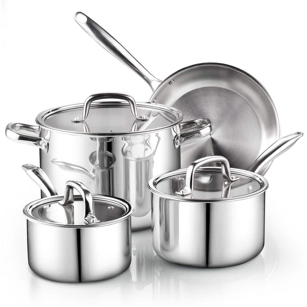 7-Piece Tri-Ply Clad Stainless Steel Cookware Set - Walmart Business ...