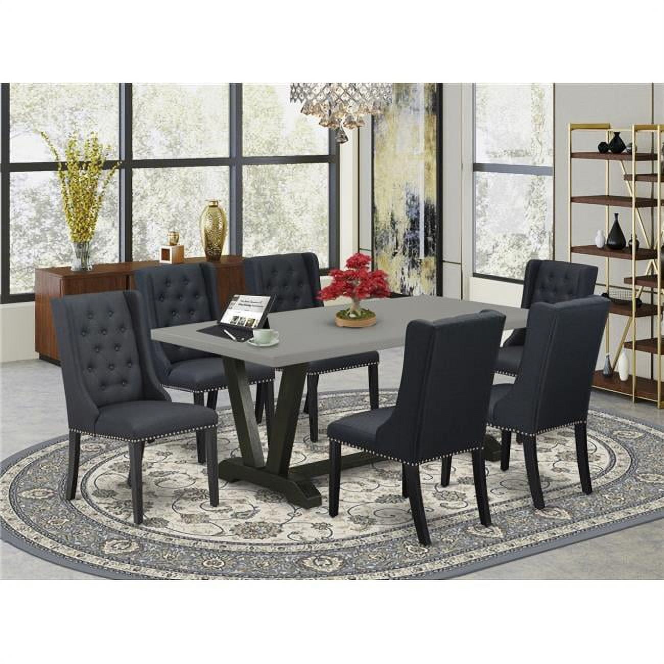 7 Piece V-Style Kitchen Table Set - Wire Brush Black - Walmart.com