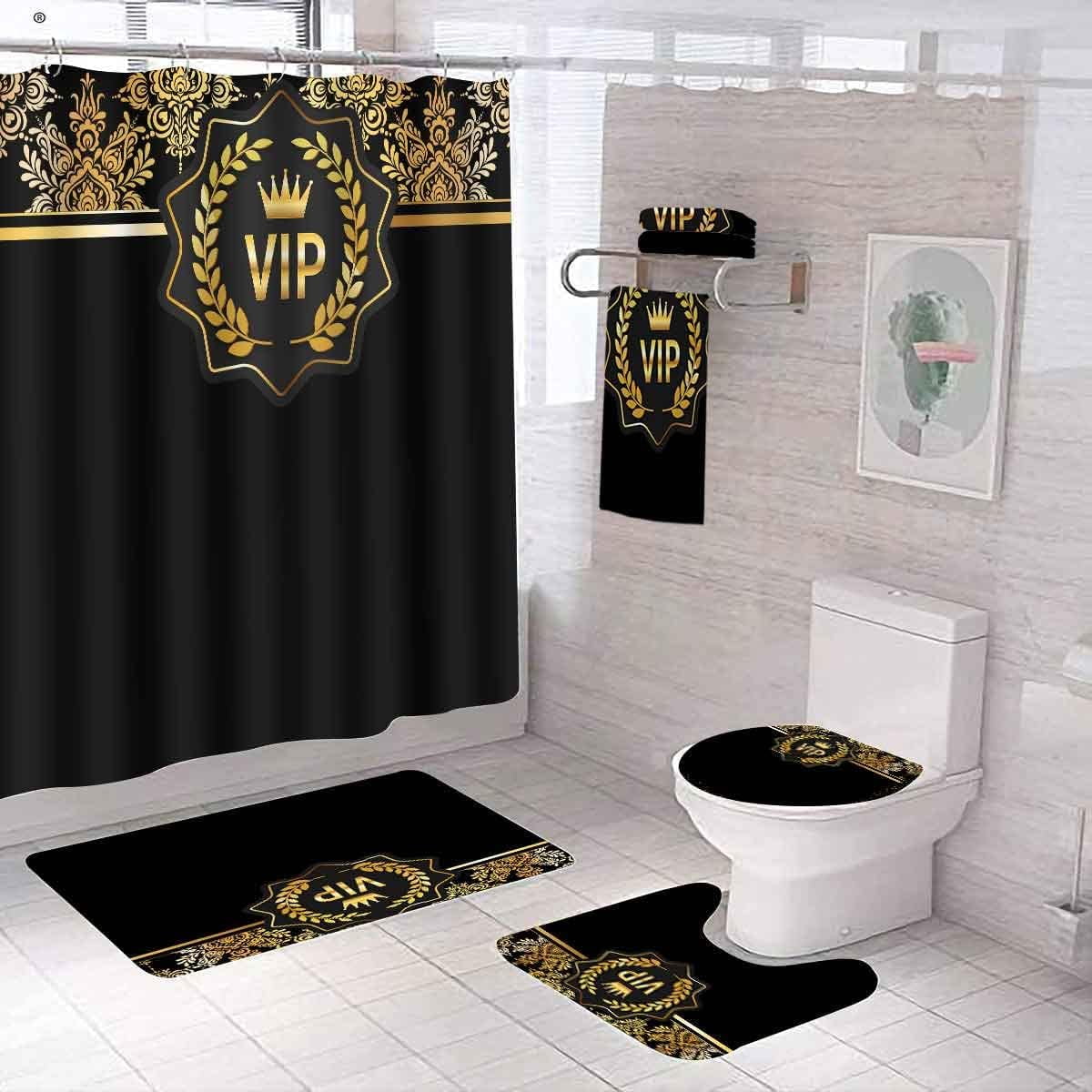 7 Piece VIP Bathroom Sets with Shower Curtain and Rugs, 71x72 Inches ...