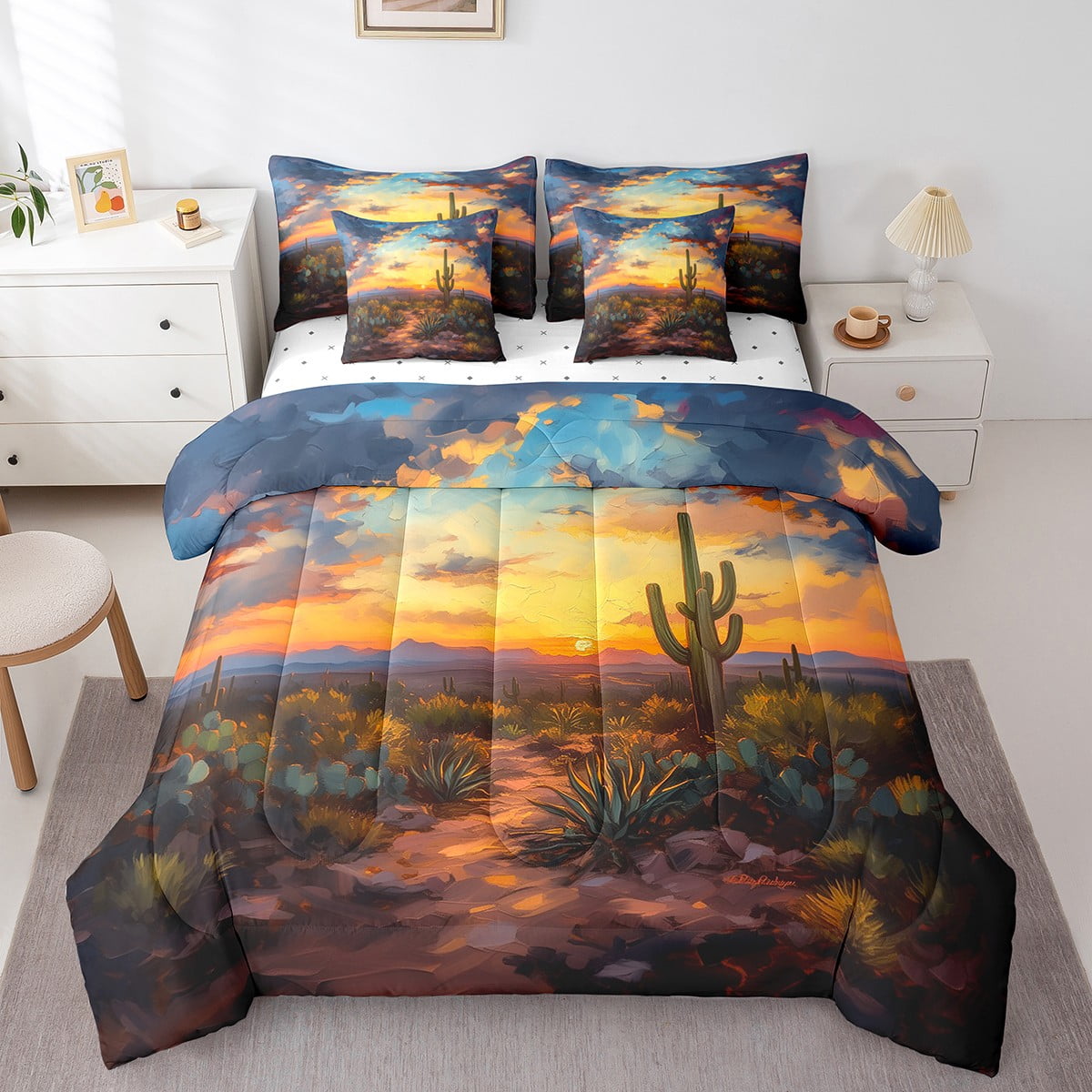 7 Piece Western Bed in a Bag Queen Size,West Style Cowboy Bedding Set ...