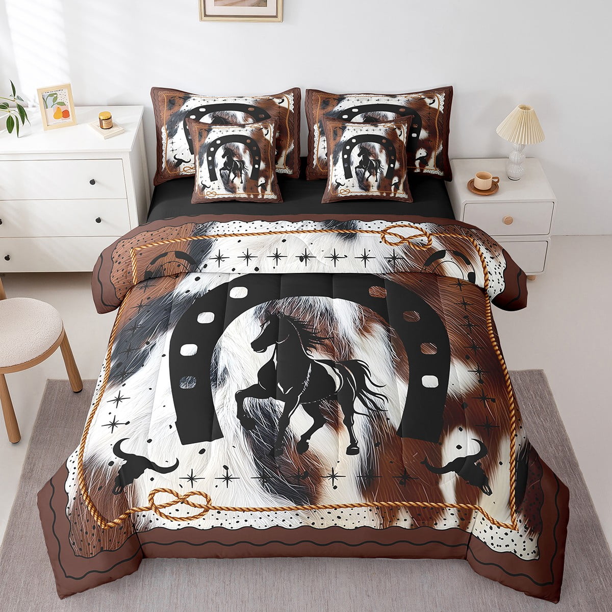 7 Piece Western Bed in a Bag Twin Size Horse Cowboy Bedding Sets Rustic ...