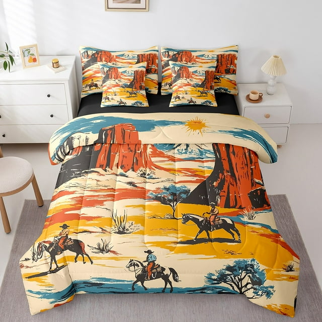 7 Piece Western Cowboy Bed in a Bag Twin Size American Wild West Desert ...