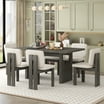 Sumdeal 7-Piece Marble Dining Set, 63in White Faux Marble Table ...