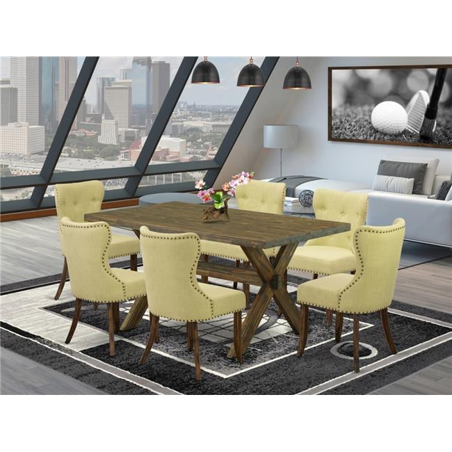 7 Piece X-Style Dinette Room Set - Distressed Jacobean - Walmart.com