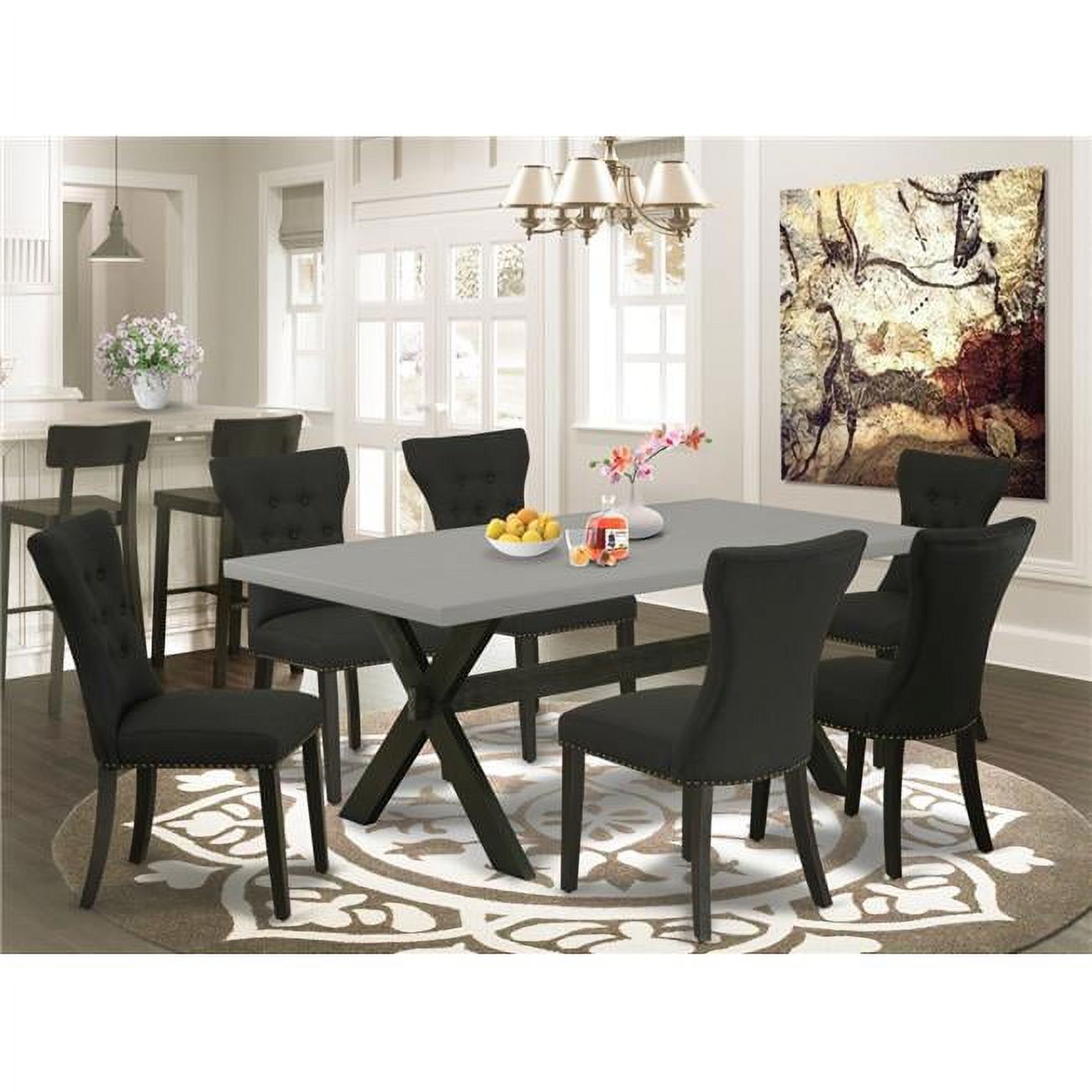 7 Piece X-Style Kitchen Table Set - Black & Cement - Walmart.com