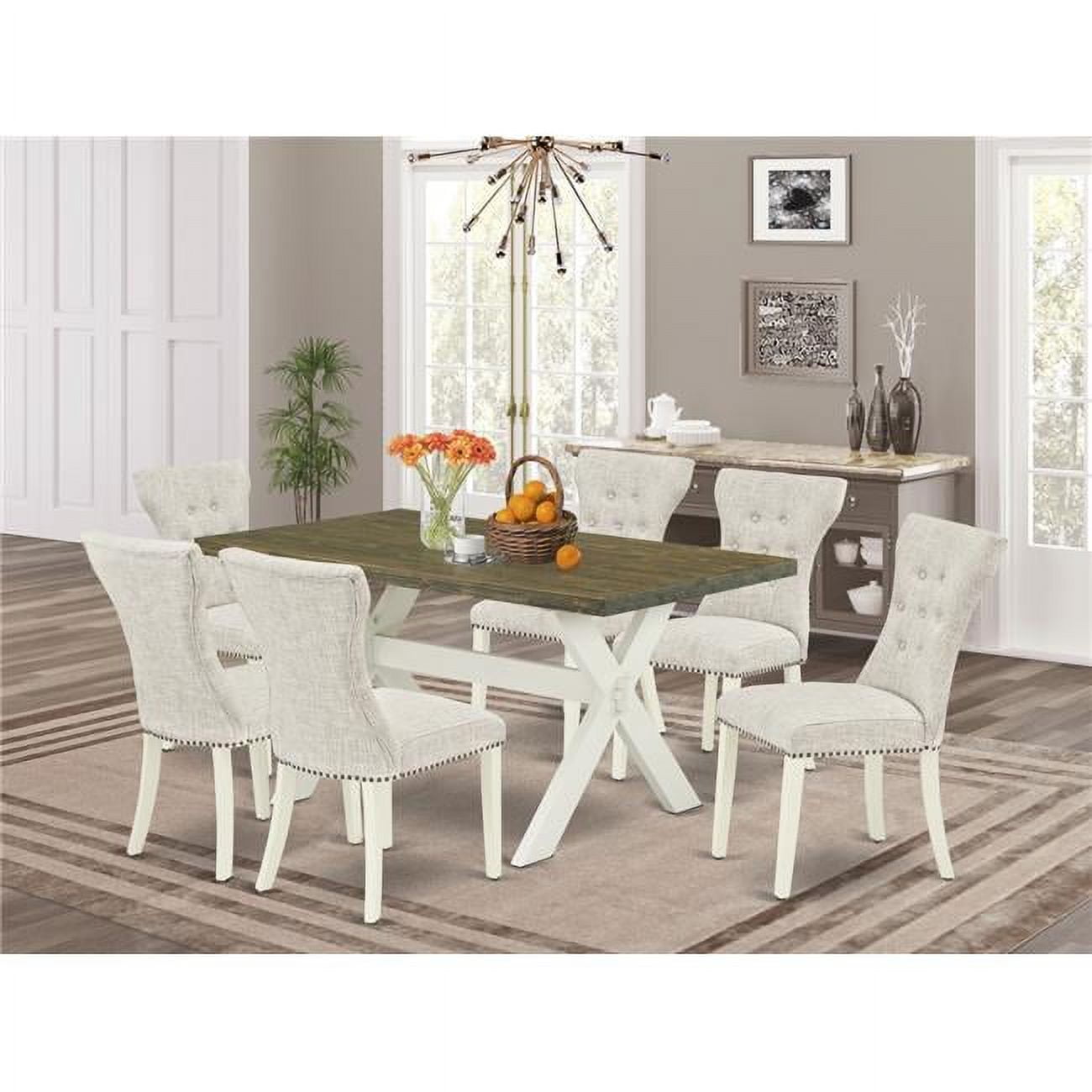 7 Piece X-Style Kitchen Table Set - Doeskin - Walmart.com