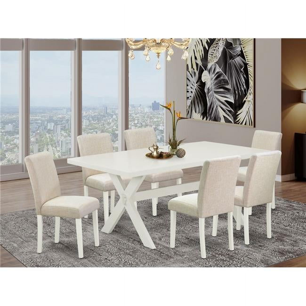 7 Piece X-Style Kitchen Table Set - Light Beige - Walmart.com