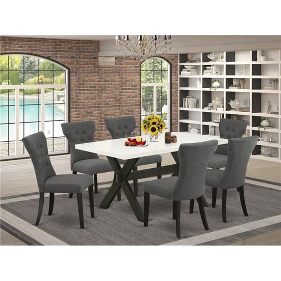 7 Piece X-Style Modern Dining Table Set - Dark Gotham Gray - Walmart.com