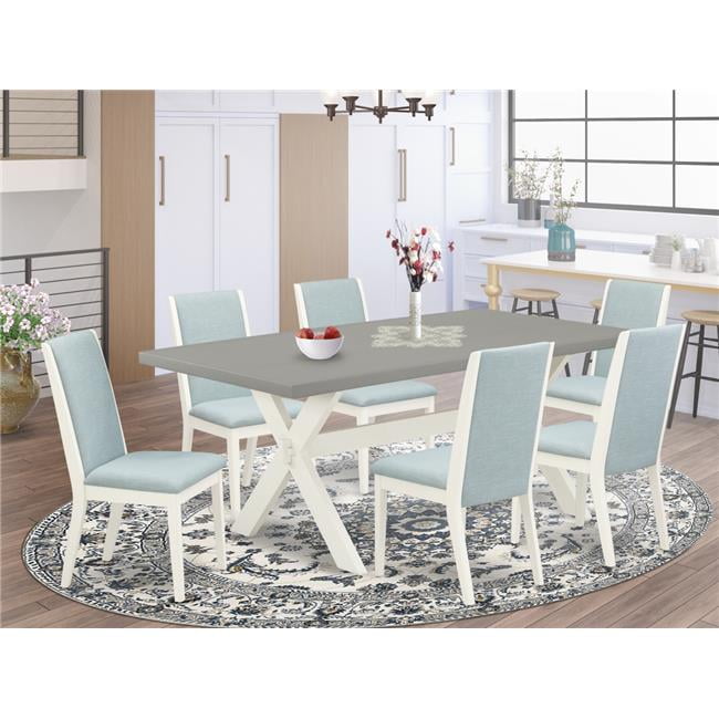 7 Piece X-Style Modern Kitchen Table Set - Linen White - Walmart.com
