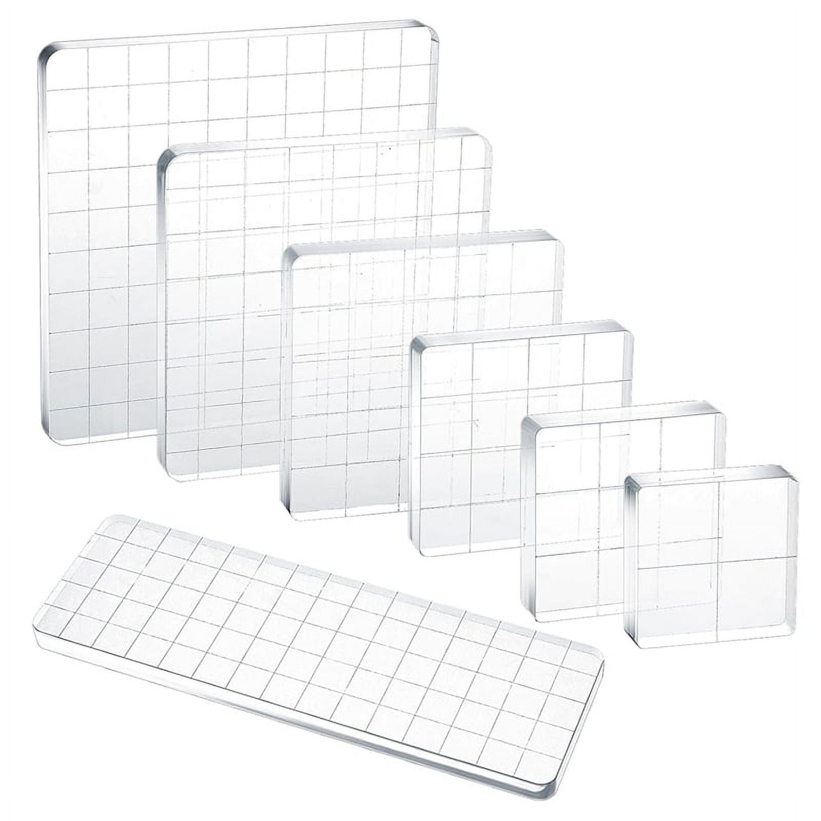 7 Pieces Acrylic Stamp Blocks Clear Stamp Block Tool Set Various Sizes ...
