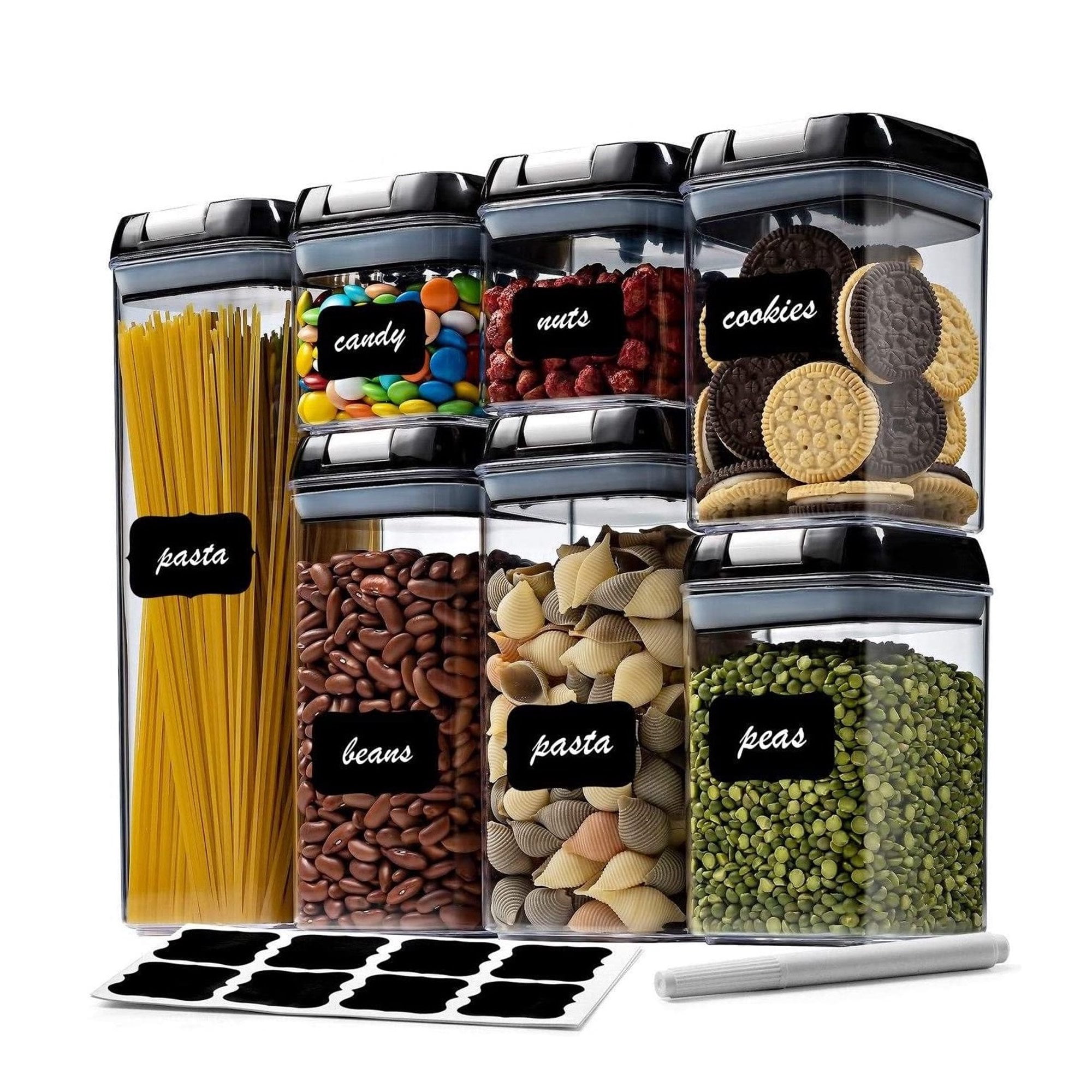 YQSDG Airtight Food Storage Containers Set, 7 Pieces with Lids, Clear ...