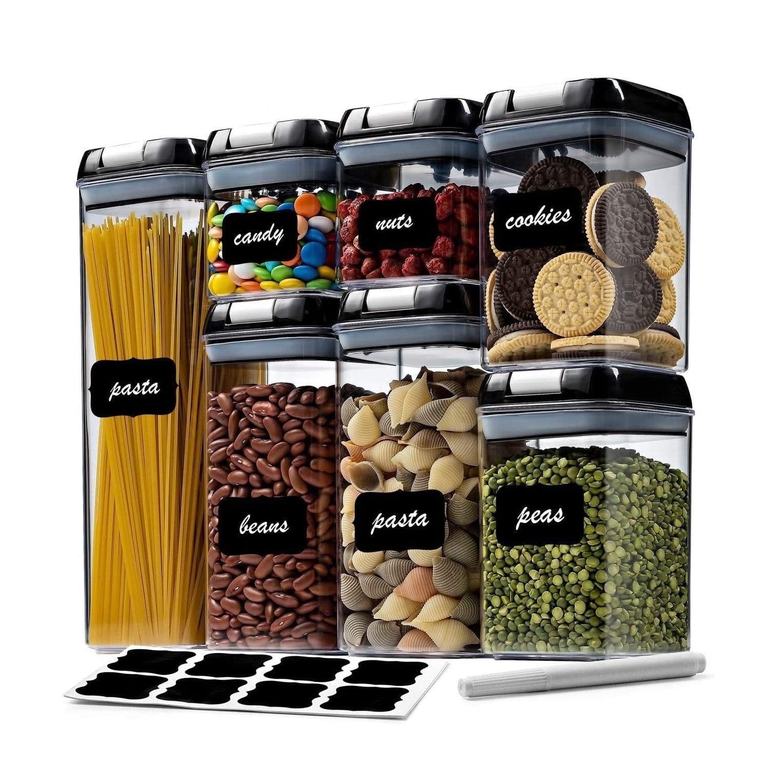 HONEIER Airtight Food Storage Container Set, 7 Pieces, BPA-Free Clear ...