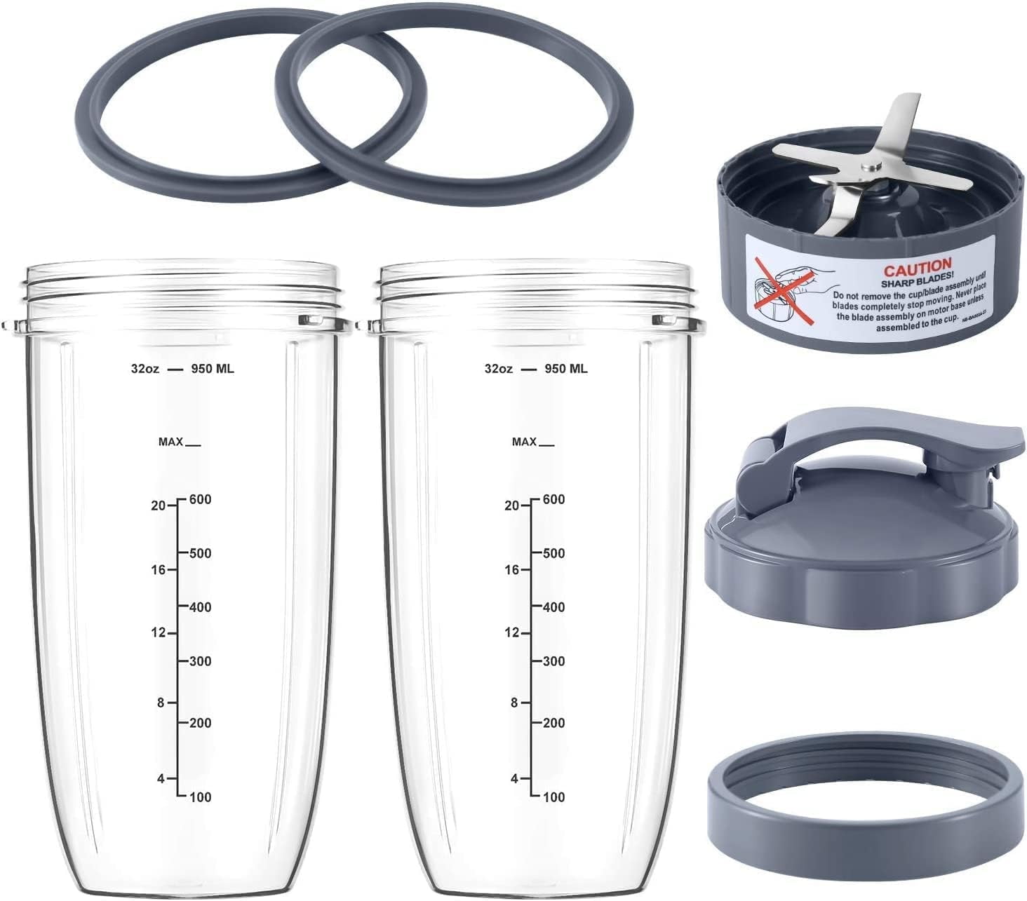 7 Pieces Blender Cups & Blade Replacement for NutriBullet,32oz Huge Cup ...