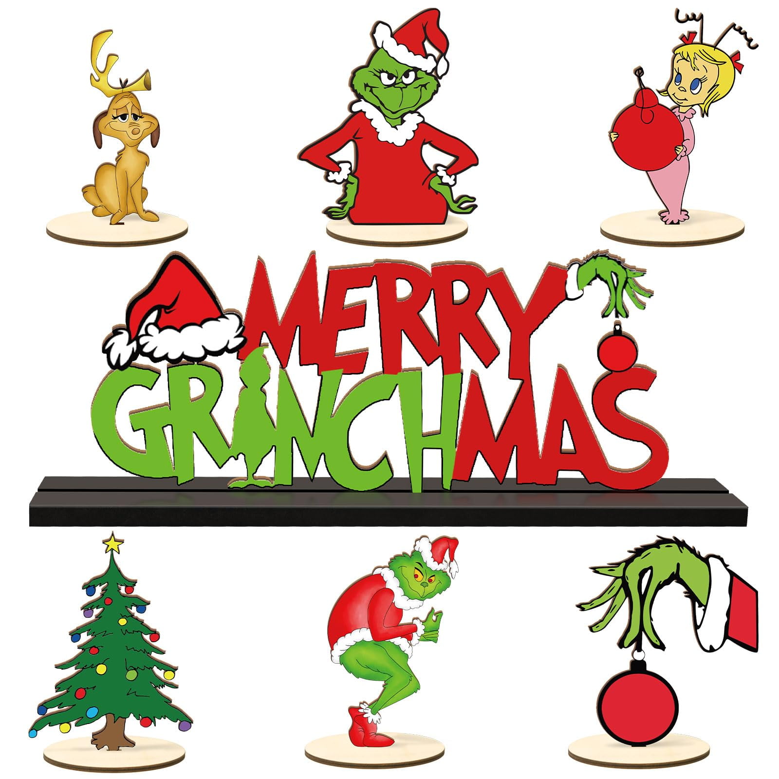 7 Pieces Christmas Table Decorations Signs Christmas Wooden Centerpiece ...