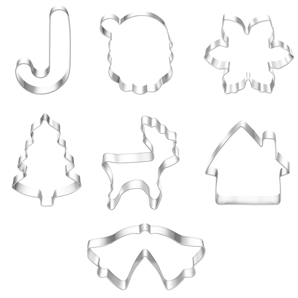 7 Pieces Cookie Moulds Christmas Cookie Cutters Biscuit Stampers Cutter ...
