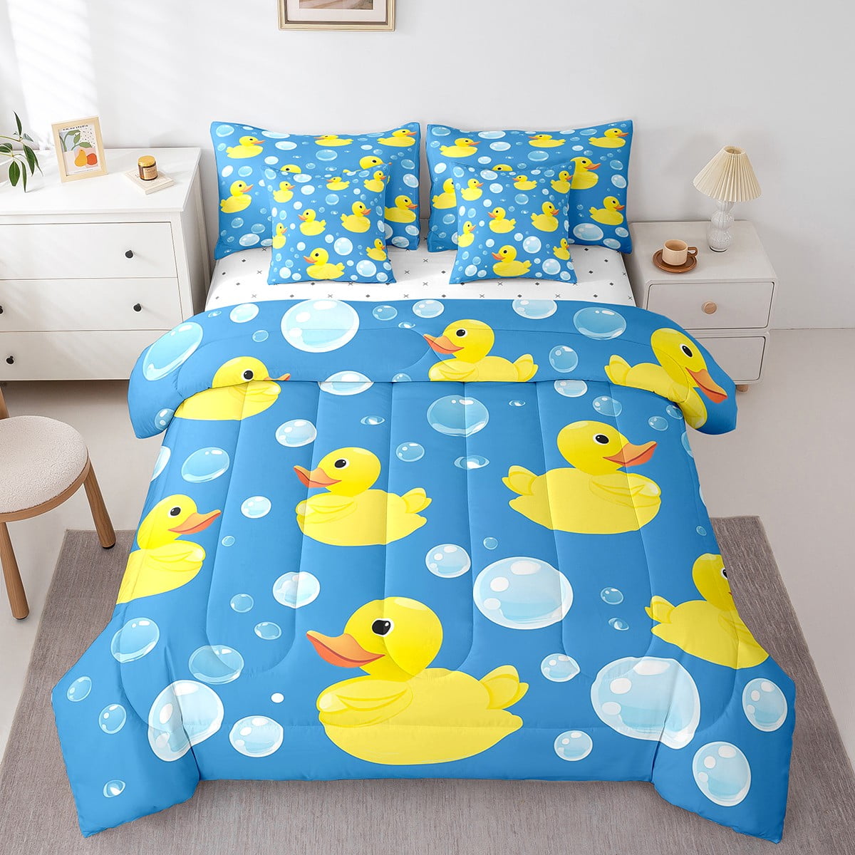 7 Pieces Cute Duck Bedding Full Size for Kids Boys Girls Cartoon Duck ...