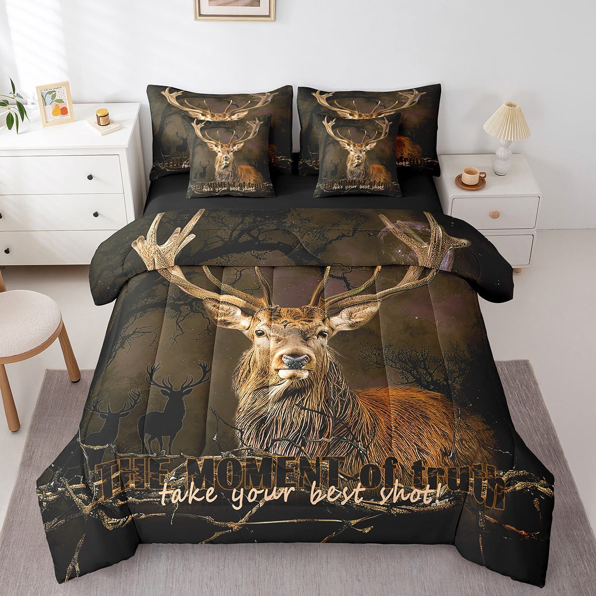 7 Pieces Deer Comforter Set For Hunters Hunting Decor Bed In A Bag King ...