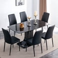 7 Pieces Dining Table Set With 6 Dining Chairs Breakfast Table Set Faux ...