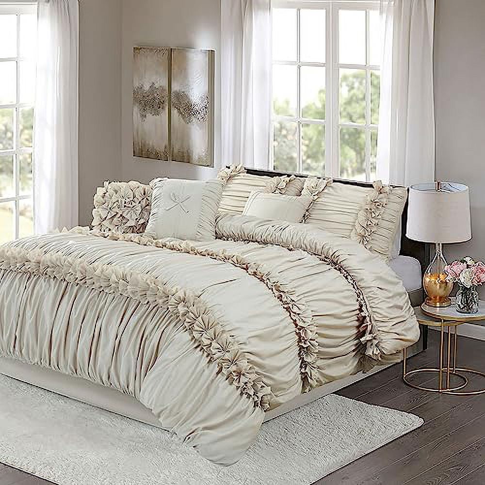 7 Pieces Elegant French Country Bed in a Bag, Camel Handmade Bow Tie ...