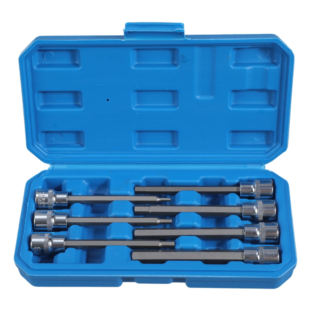 7 Pieces Extra Long Hex Bit Socket Set Torx Bit Set Metric Chrome ...