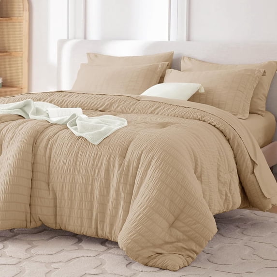 7 Pieces Full Comforter Set, Seersucker Bed in a Bag Full Size, All ...