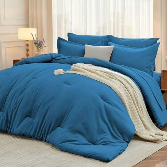 7 Pieces Full Comforter Set, Soft Bed in a Bag Full Size, All Season ...
