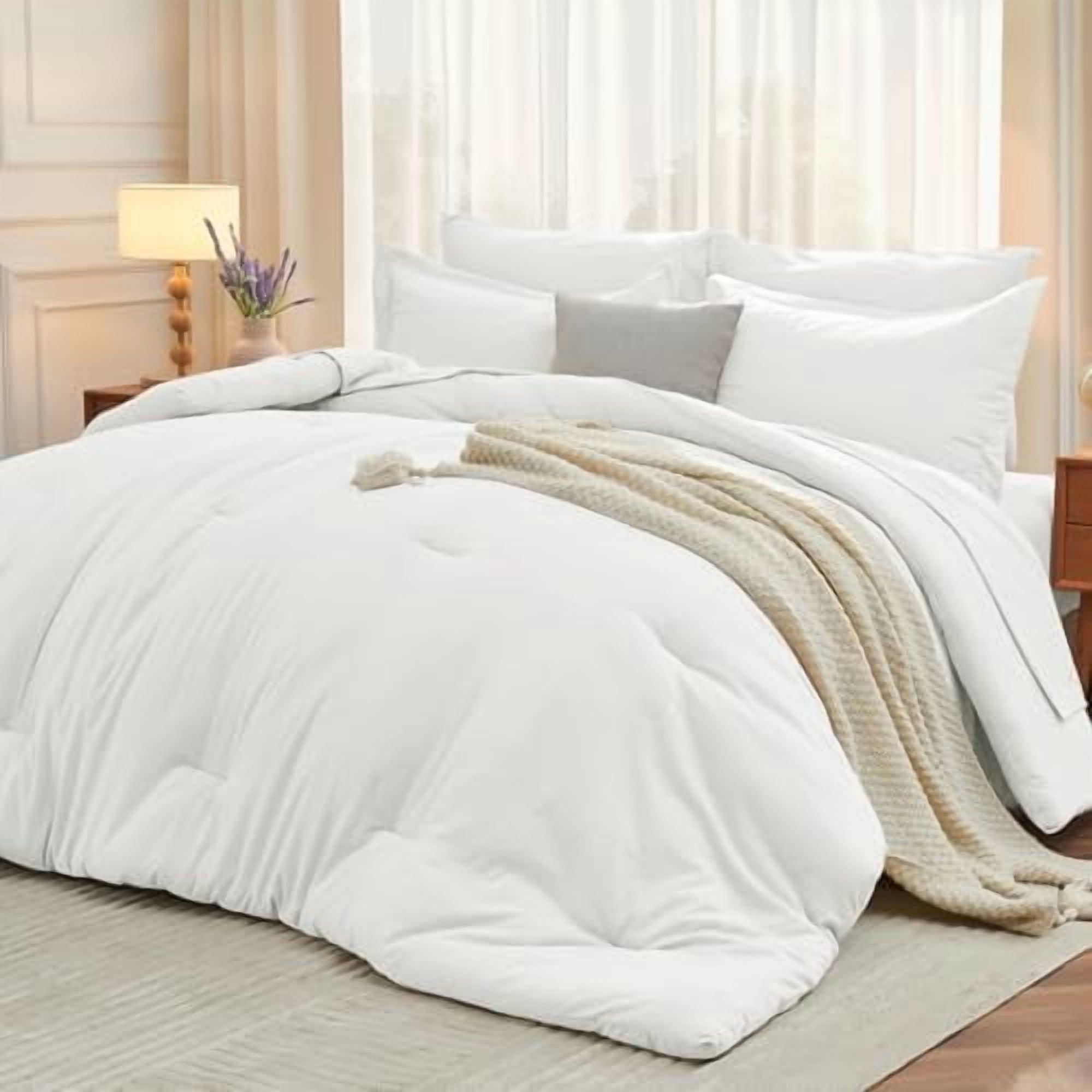 7 Pieces Full Comforter Set, Soft Bed in a Bag Full Size, All Season ...