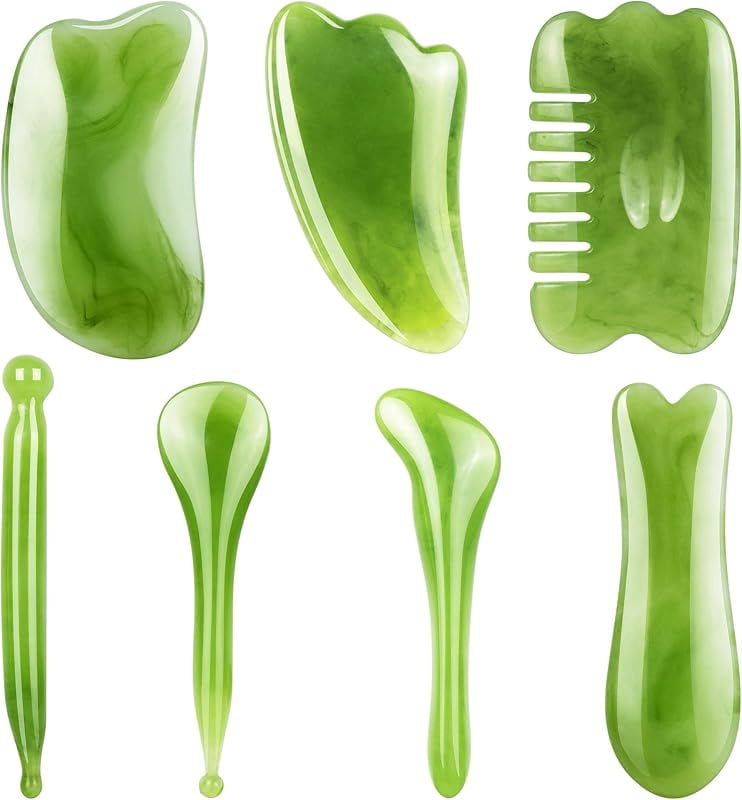 7 Pieces Gua Sha Scraping Massage Tool,Natural Resin GuaSha Tool ...