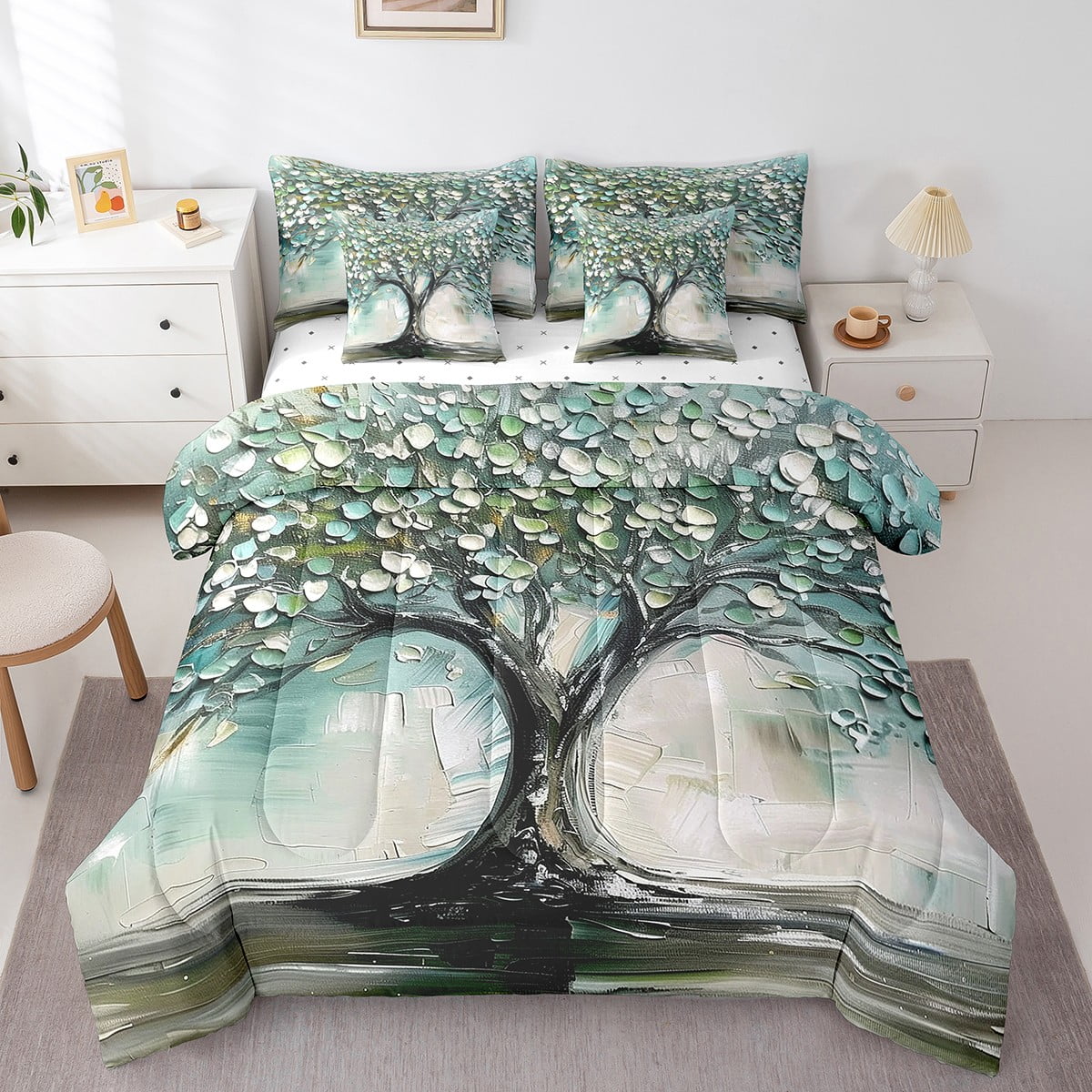 7 Pieces Hippie Tree of Life Bedding Comforter Sets Watercolor Oil ...