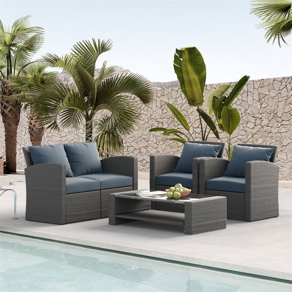 TBS806C HOOOWOOO 6-piece Patio Furniture Conversation Set with Coffee ...