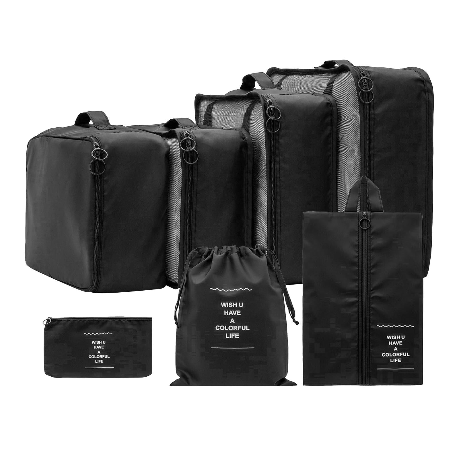 7 Pieces Packing Cubes Travel Organizers Clothing Sorting Packages ...